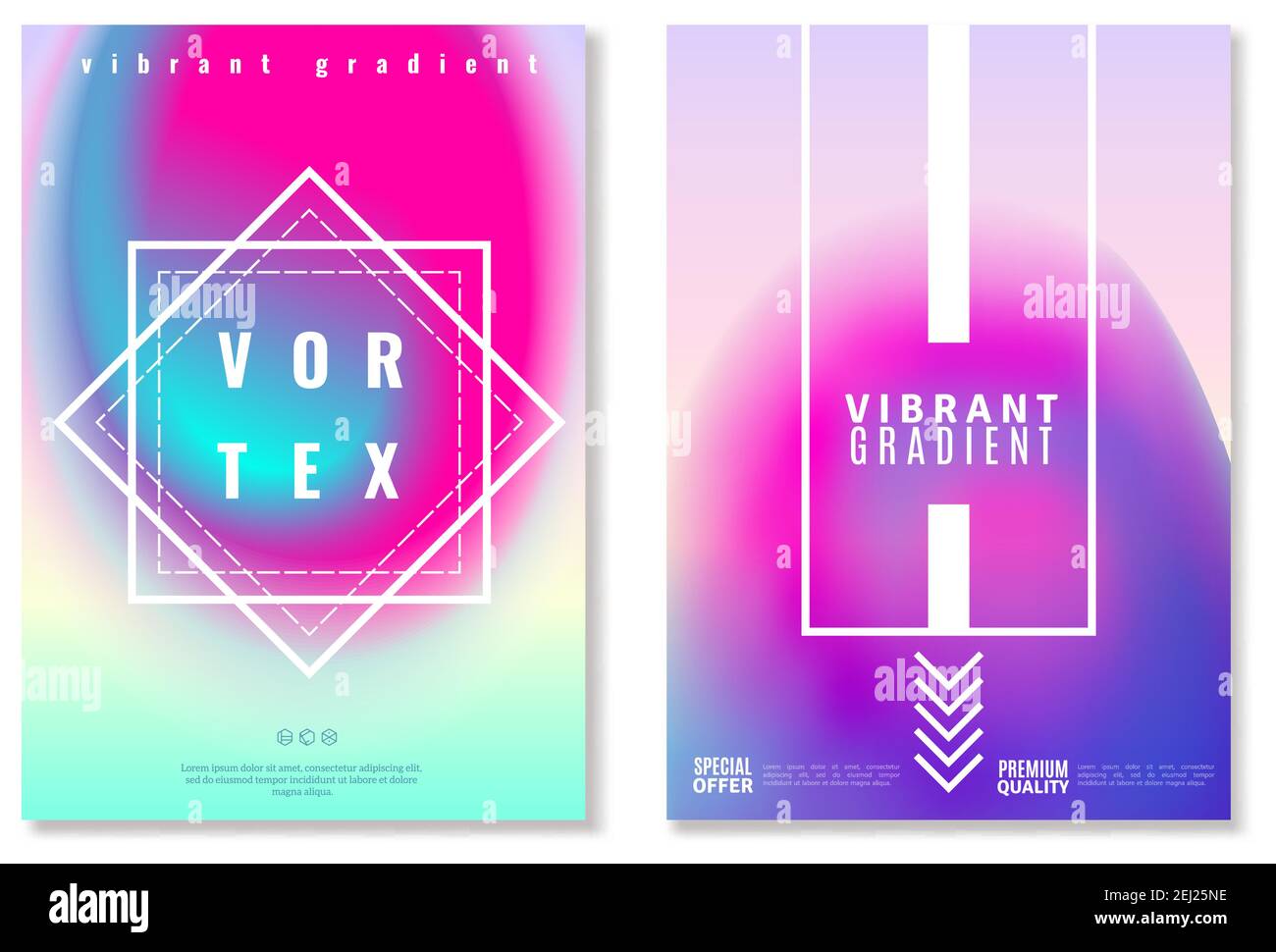 Two vertical colorful vibrant gradient design banners with text field ...