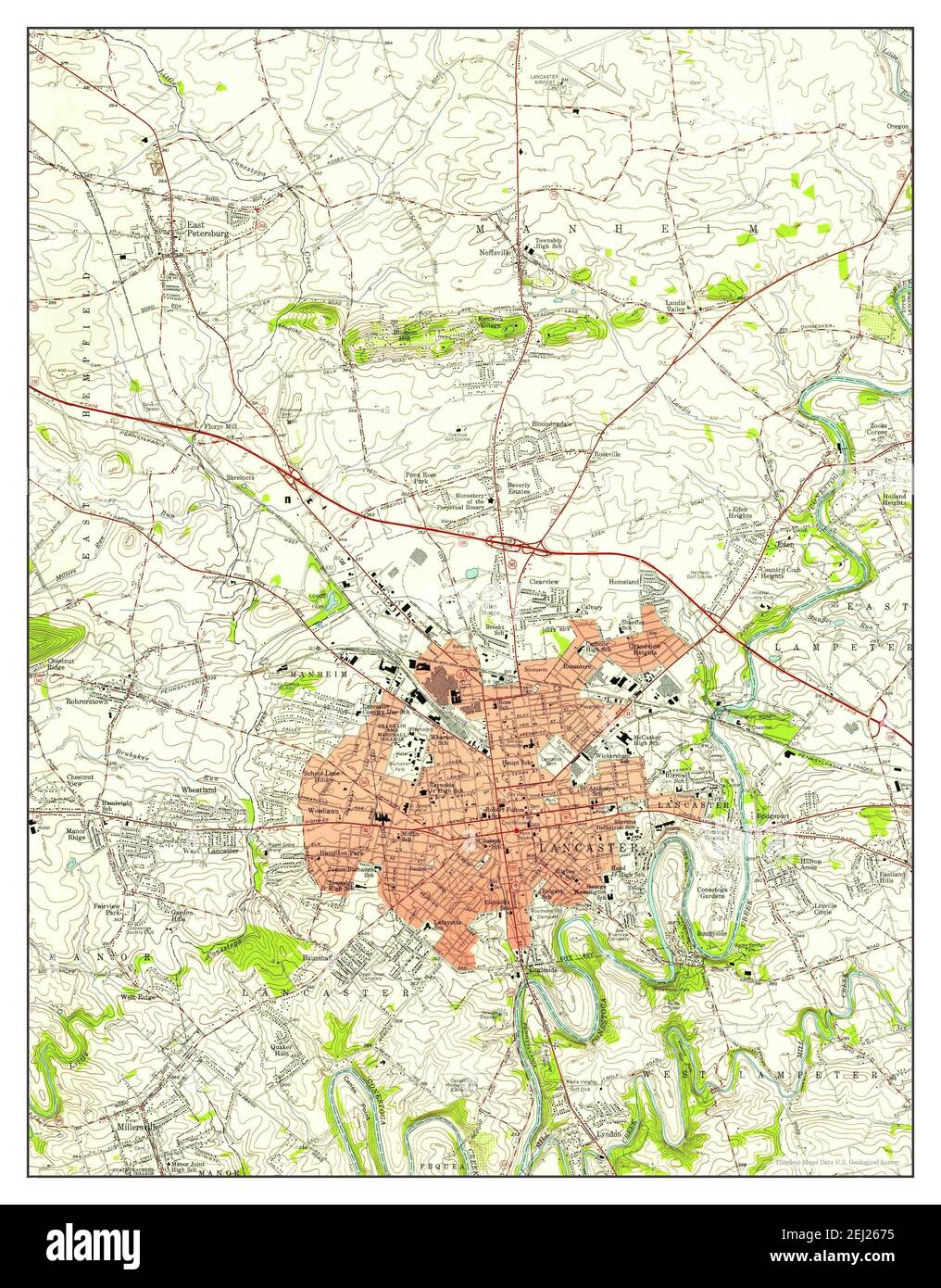 Lancaster, Pennsylvania, map 1956, 1:24000, United States of America by ...