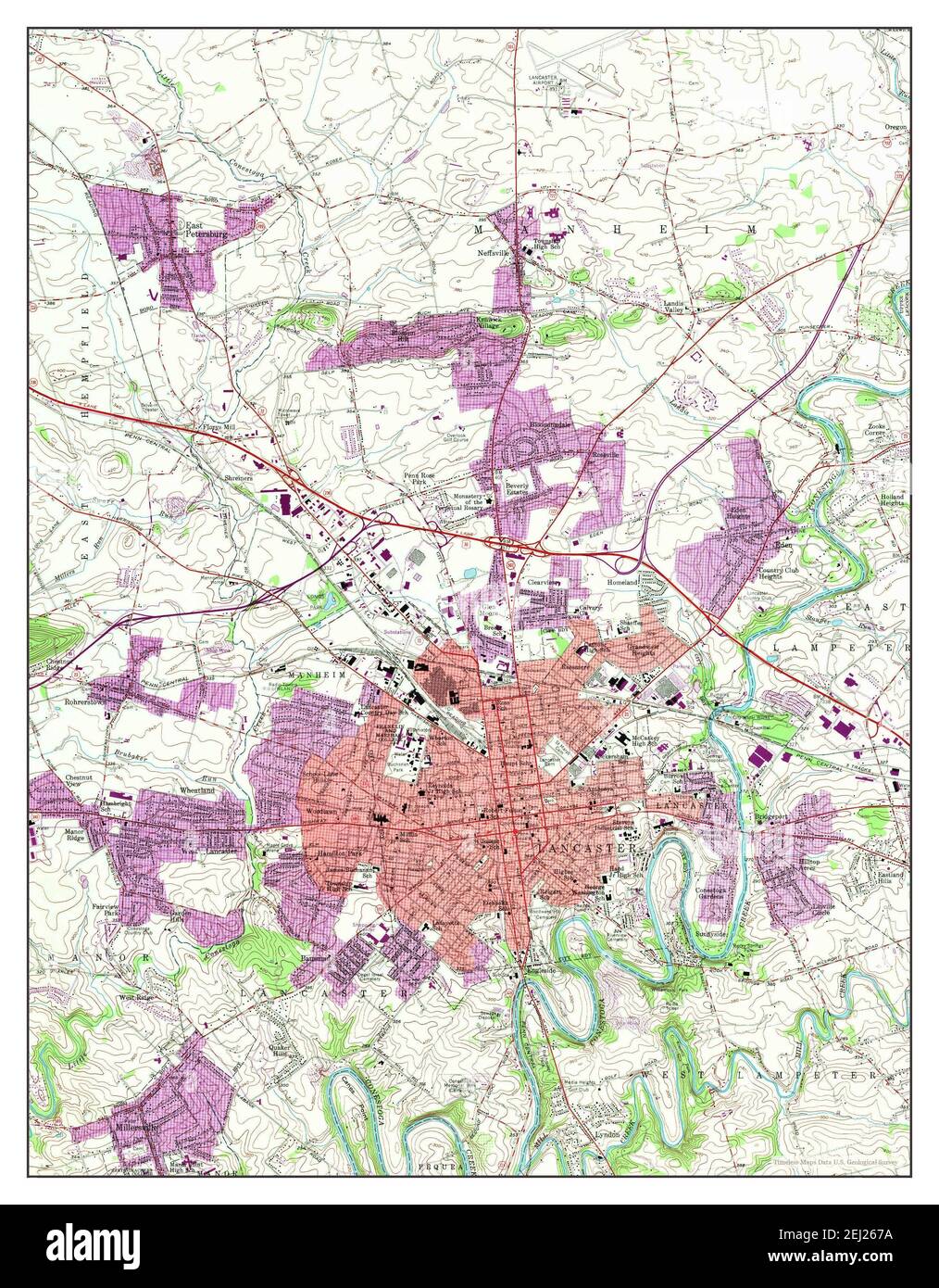 Lancaster, Pennsylvania, map 1956, 1:24000, United States of America by ...