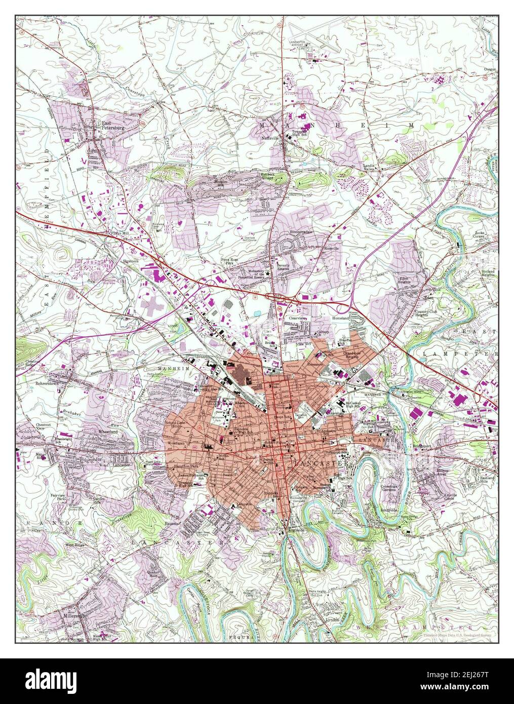 Lancaster, Pennsylvania, map 1956, 1:24000, United States of America by ...