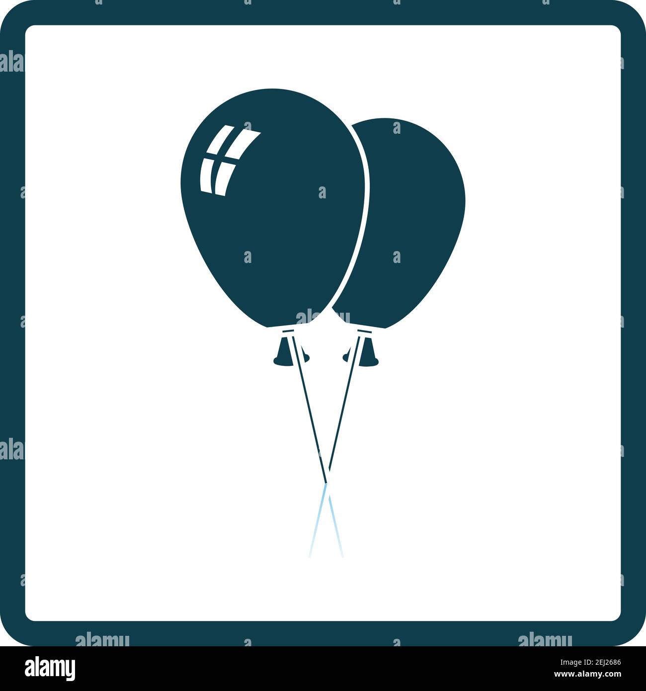 Two Balloons Icon. Square Shadow Reflection Design. Vector Illustration ...