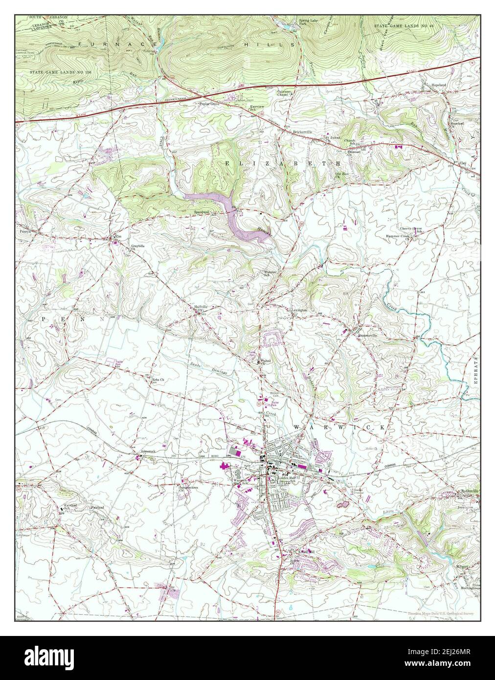 Lititz, Pennsylvania, map 1956, 1:24000, United States of America by ...