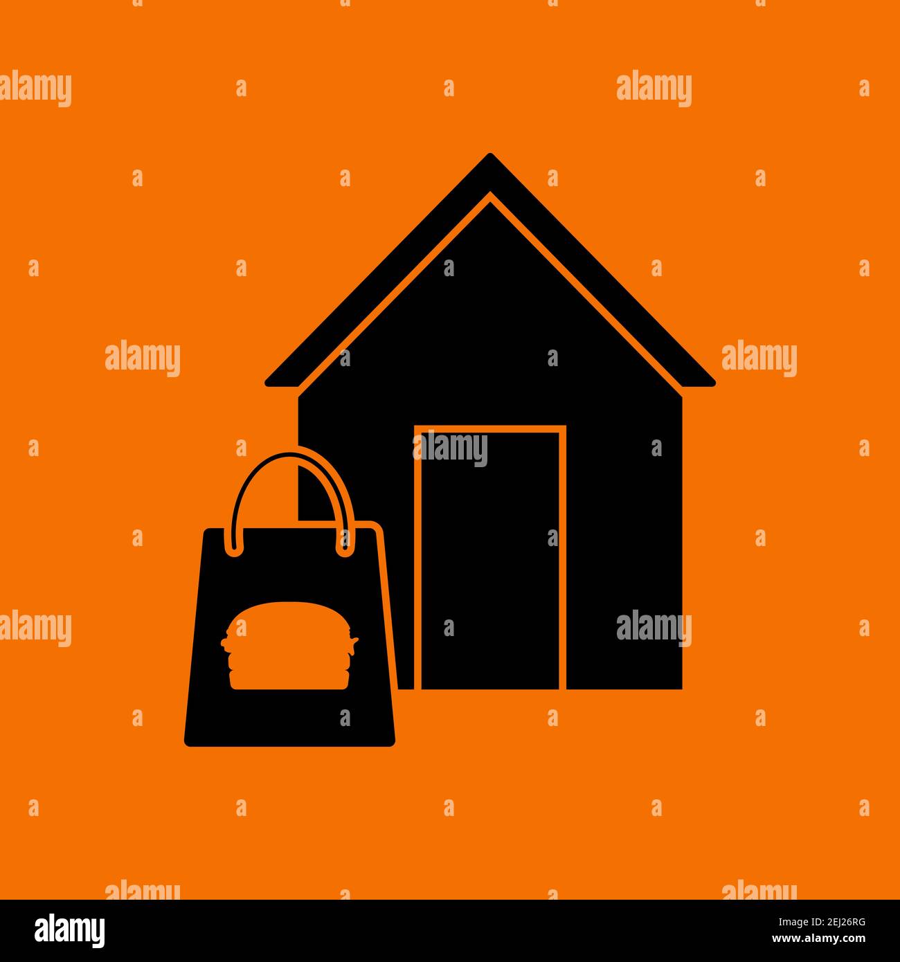 Food Delivery Icon. Black on Orange Background. Vector Illustration ...
