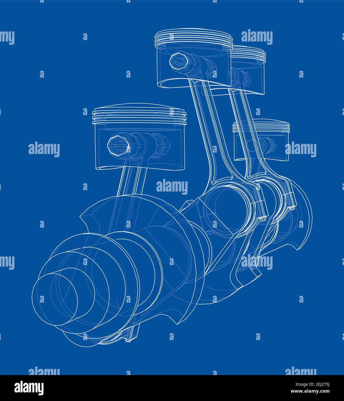 Engine crankshaft with pistons outline. Vector Stock Vector Image & Art ...