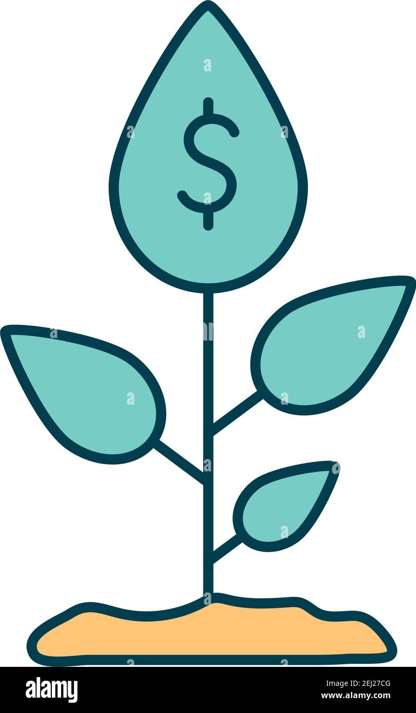 plant with a green color and one symbol of dollar in it Stock Vector ...