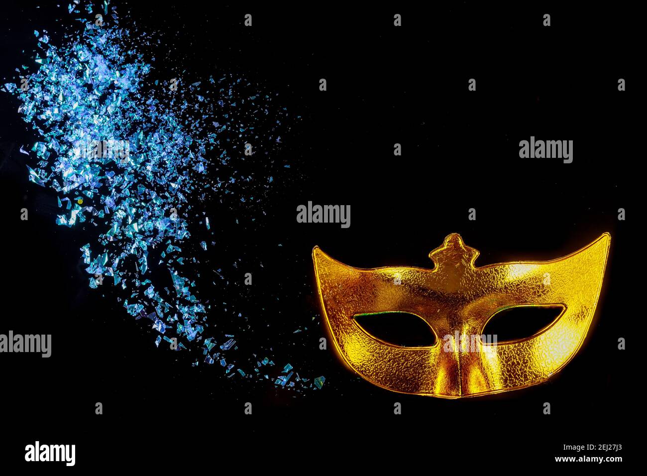 Yellow carnival mask for masquerade. Jewish holiday Purim Stock Photo ...