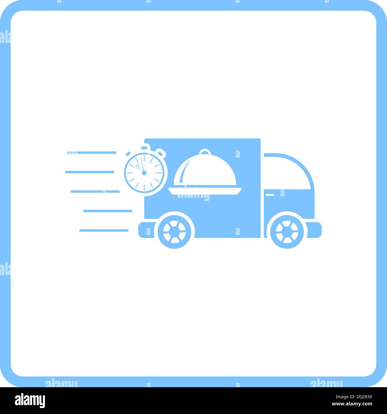 Fast Food Delivery Car Icon. Blue Frame Design. Vector Illustration ...