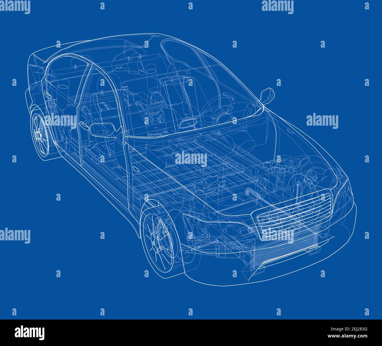 Electric Car With Chassis. Vector rendering of 3d Stock Vector Image ...