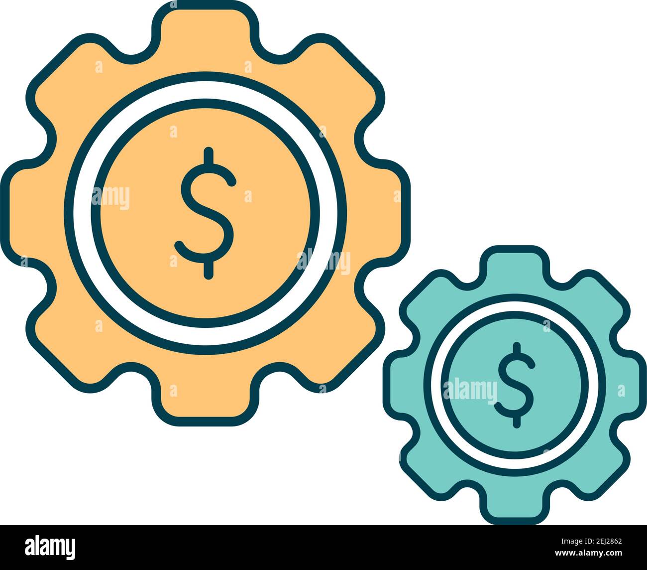 gears with one symbol of dollar in it Stock Vector Image & Art - Alamy