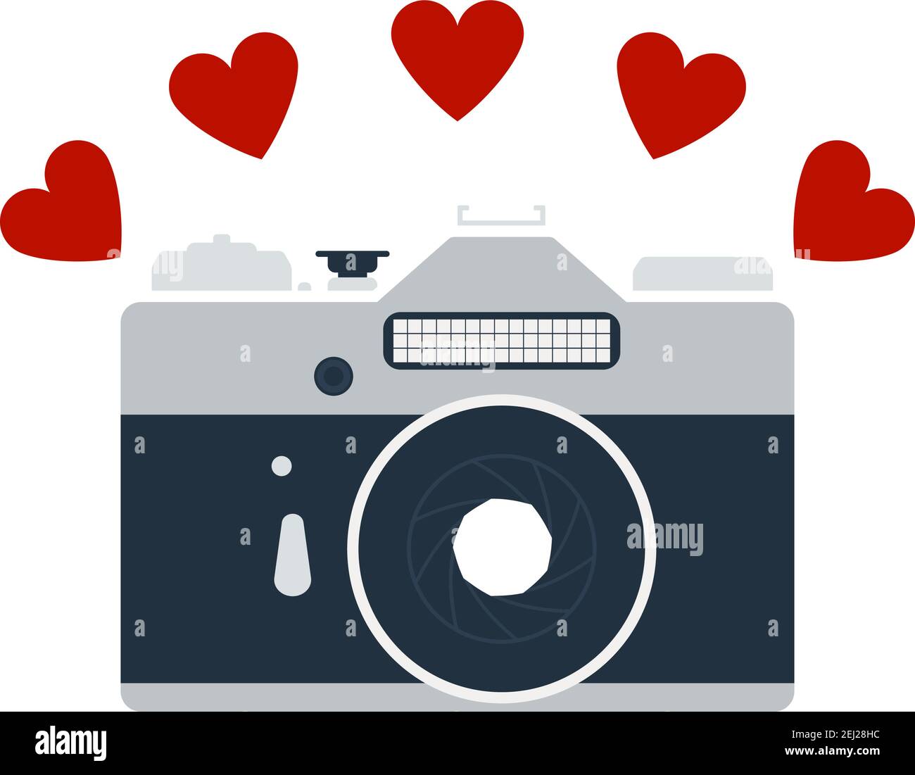 Camera With Hearts Icon. Flat Color Design. Vector Illustration Stock ...