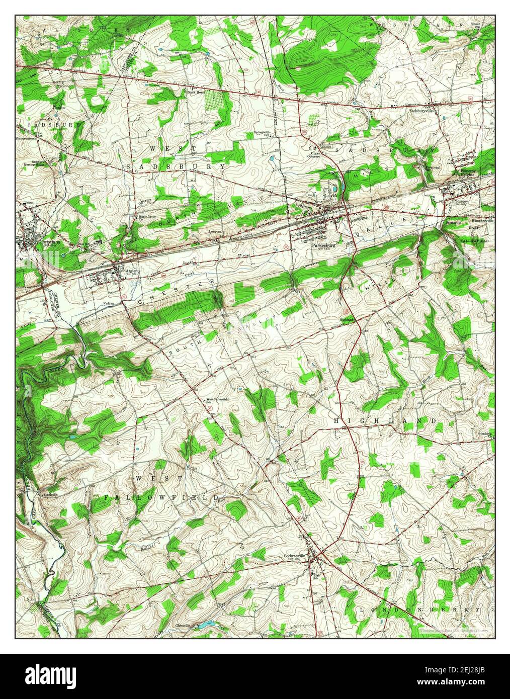 Parkesburg, Pennsylvania, map 1953, 1:24000, United States of America ...