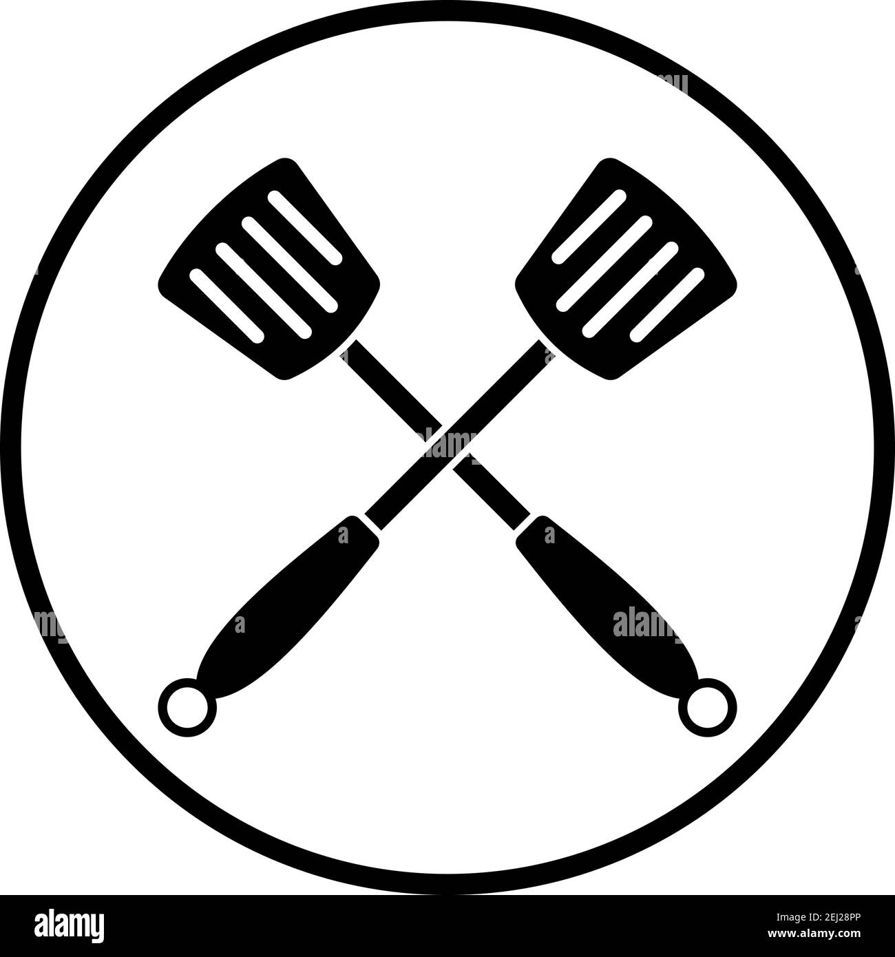 Crossed Frying Spatula. Thin Circle Stencil Design. Vector Illustration ...
