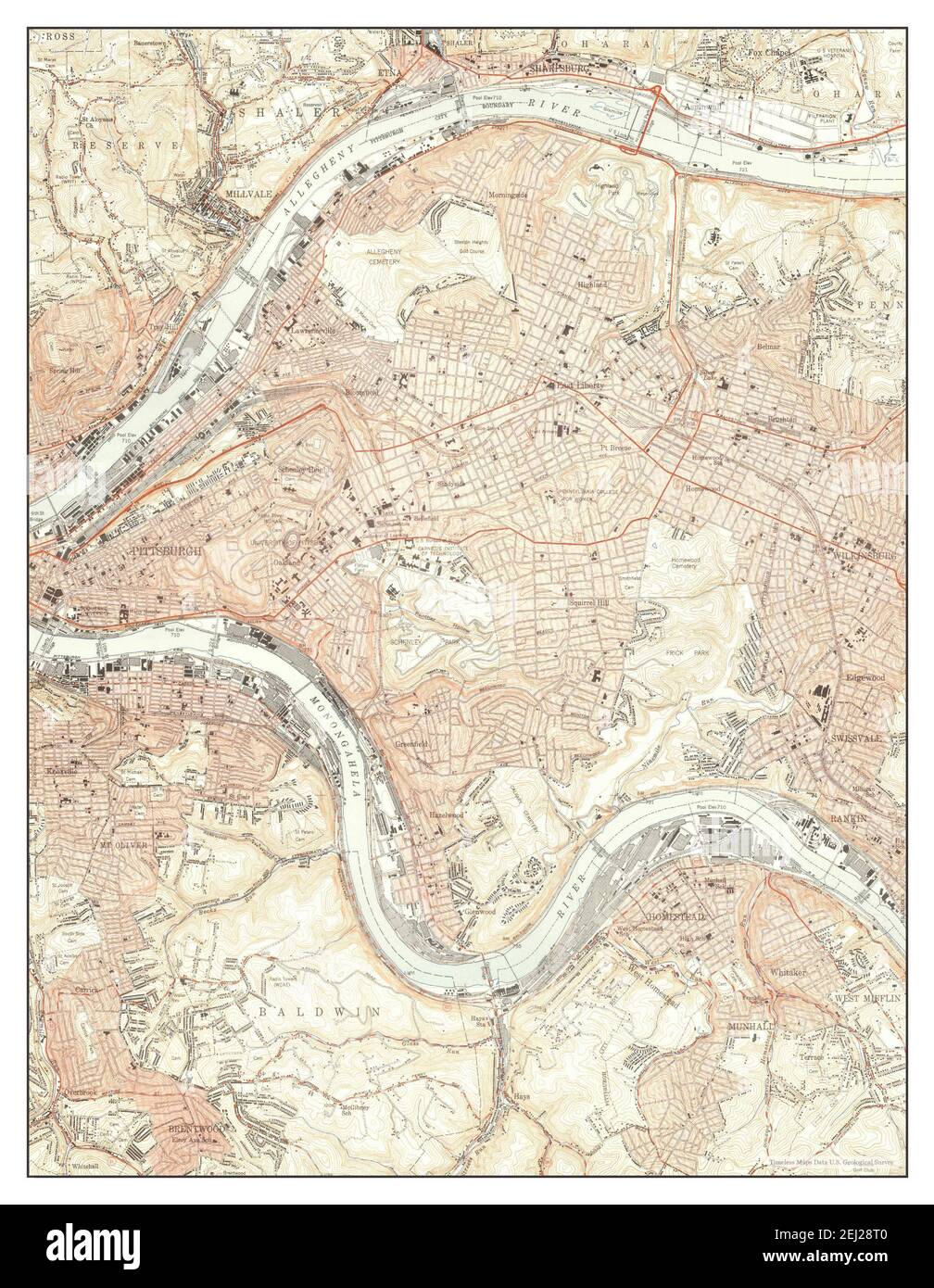 Pittsburgh East, Pennsylvania, map 1951, 1:24000, United States of ...