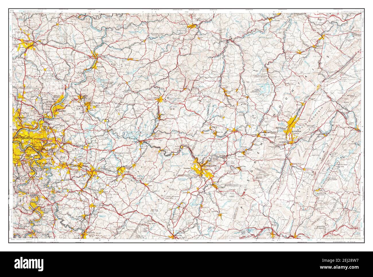 Pittsburgh, Pennsylvania, map 1958, 1:250000, United States of America ...
