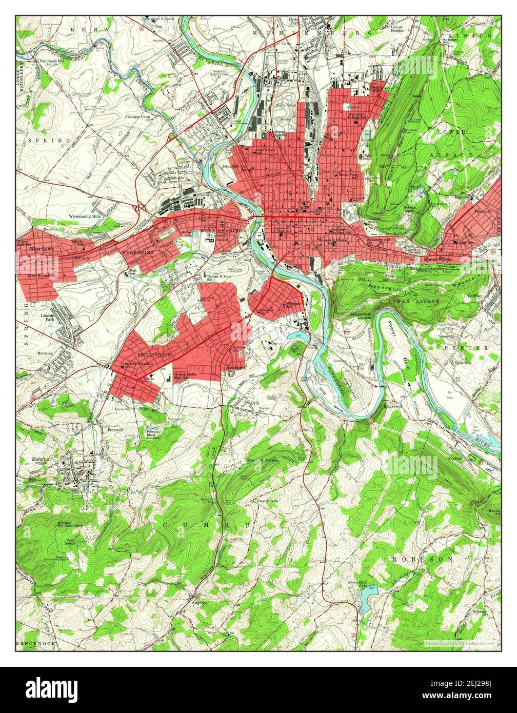 Reading, Pennsylvania, map 1956, 1:24000, United States of America by ...