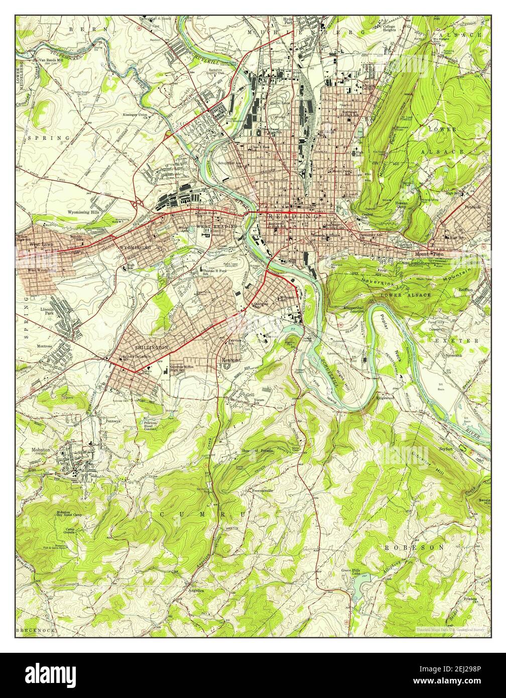 Reading, Pennsylvania, map 1956, 1:24000, United States of America by ...