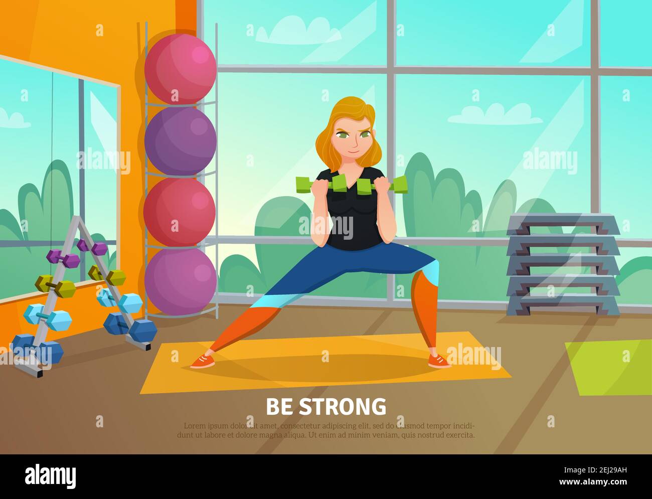 Dumbbells woman studio Stock Vector Images - Alamy