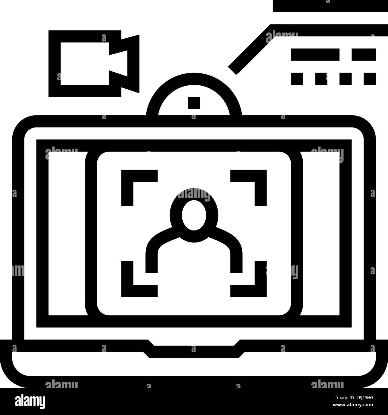 laptop video camera face id line icon vector illustration Stock Vector ...