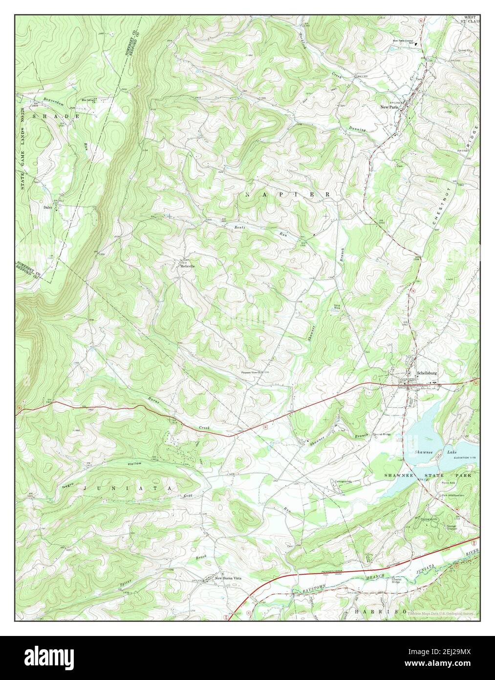 Schellsburg, Pennsylvania, map 1977, 1:24000, United States of America ...