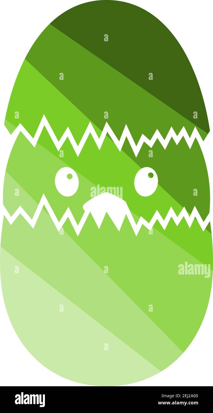 Easter Chicken In Egg Icon. Flat Color Ladder Design. Vector ...