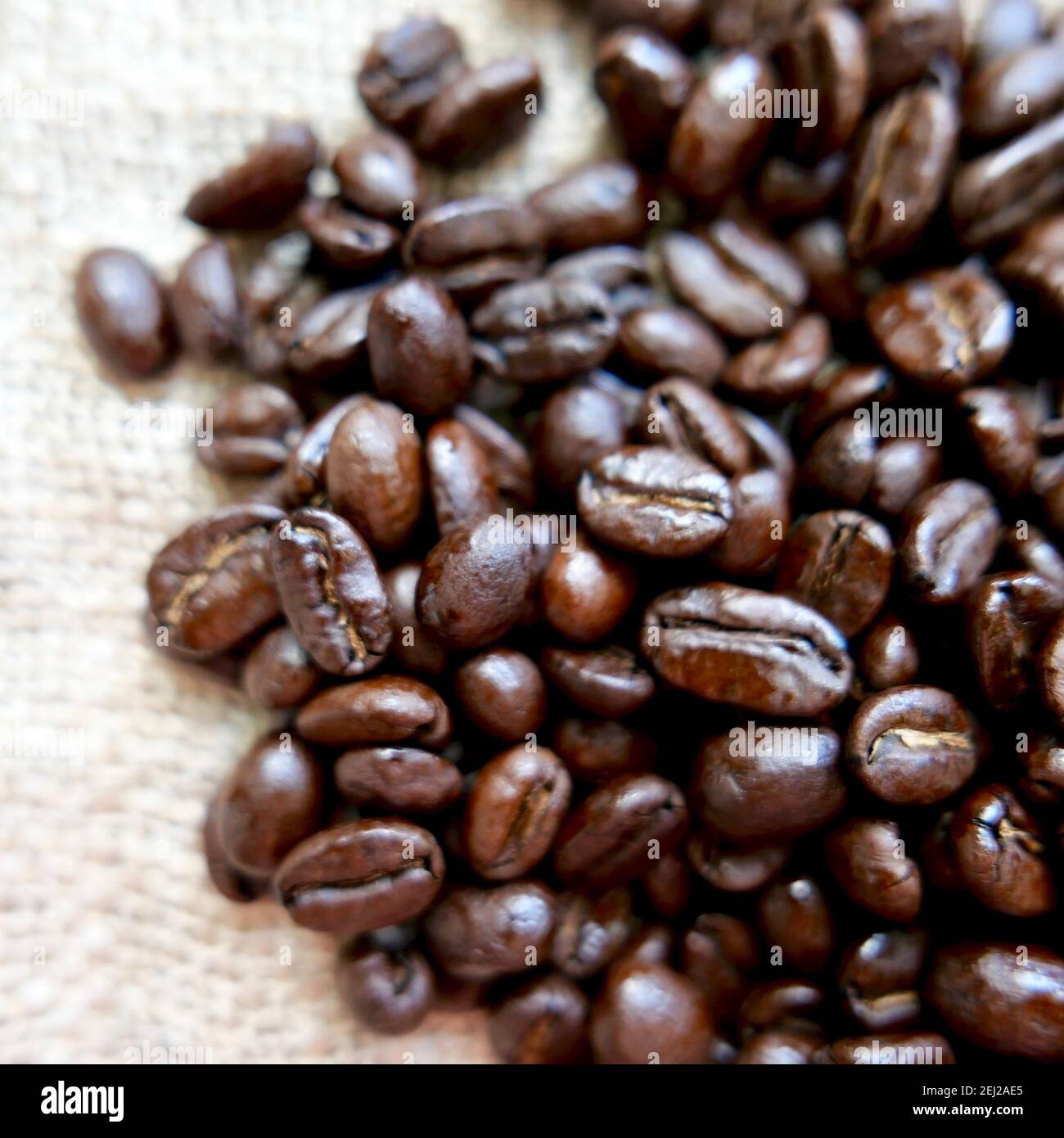 Roasted coffee beans on beige backdrop Stock Photo - Alamy