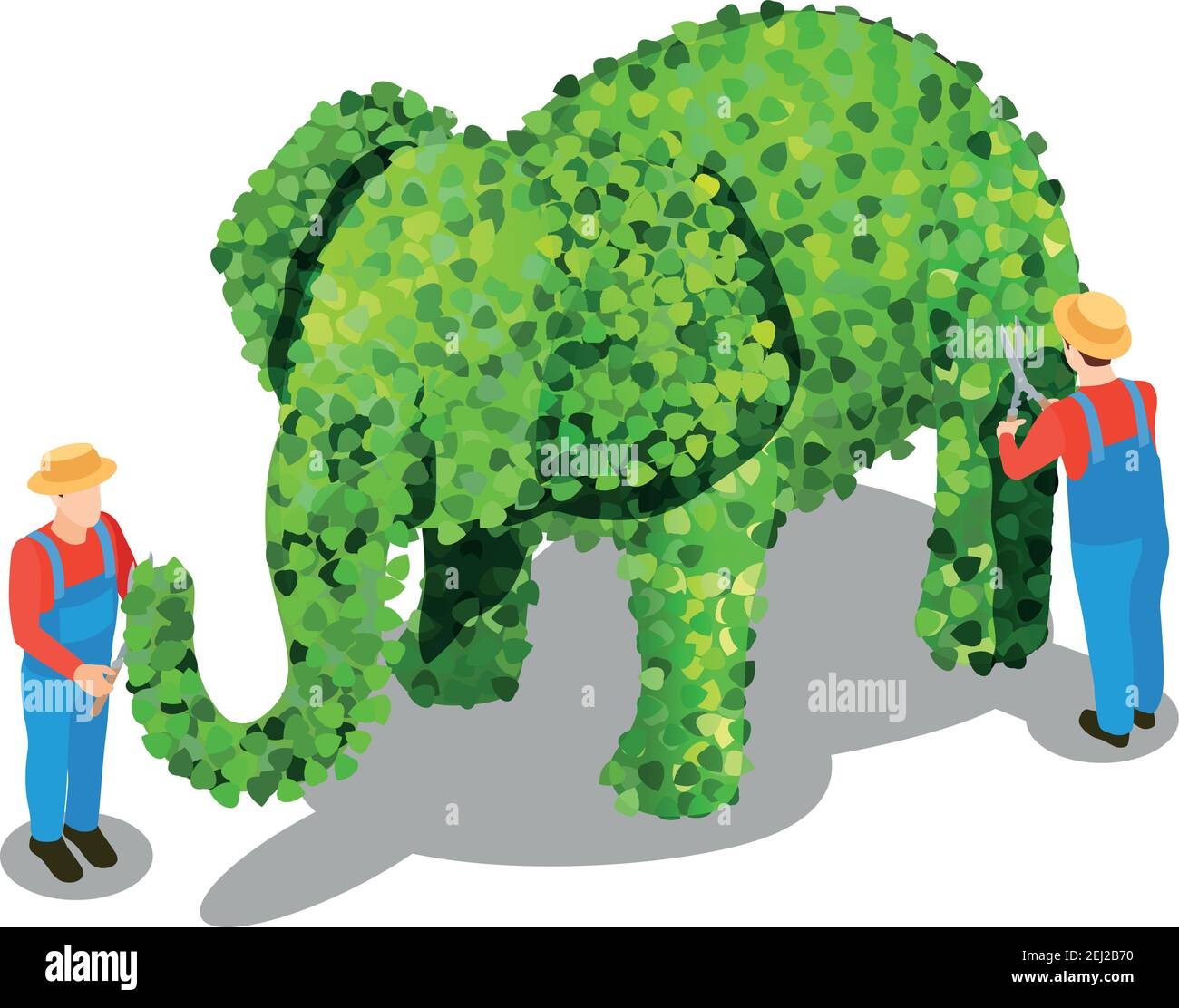 Gardener isometric composition of uniformed human characters tipping ...