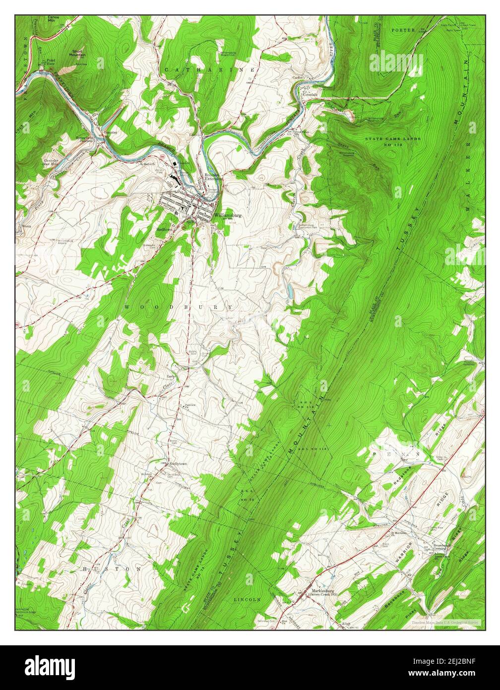 Williamsburg, Pennsylvania, map 1963, 1:24000, United States of America ...