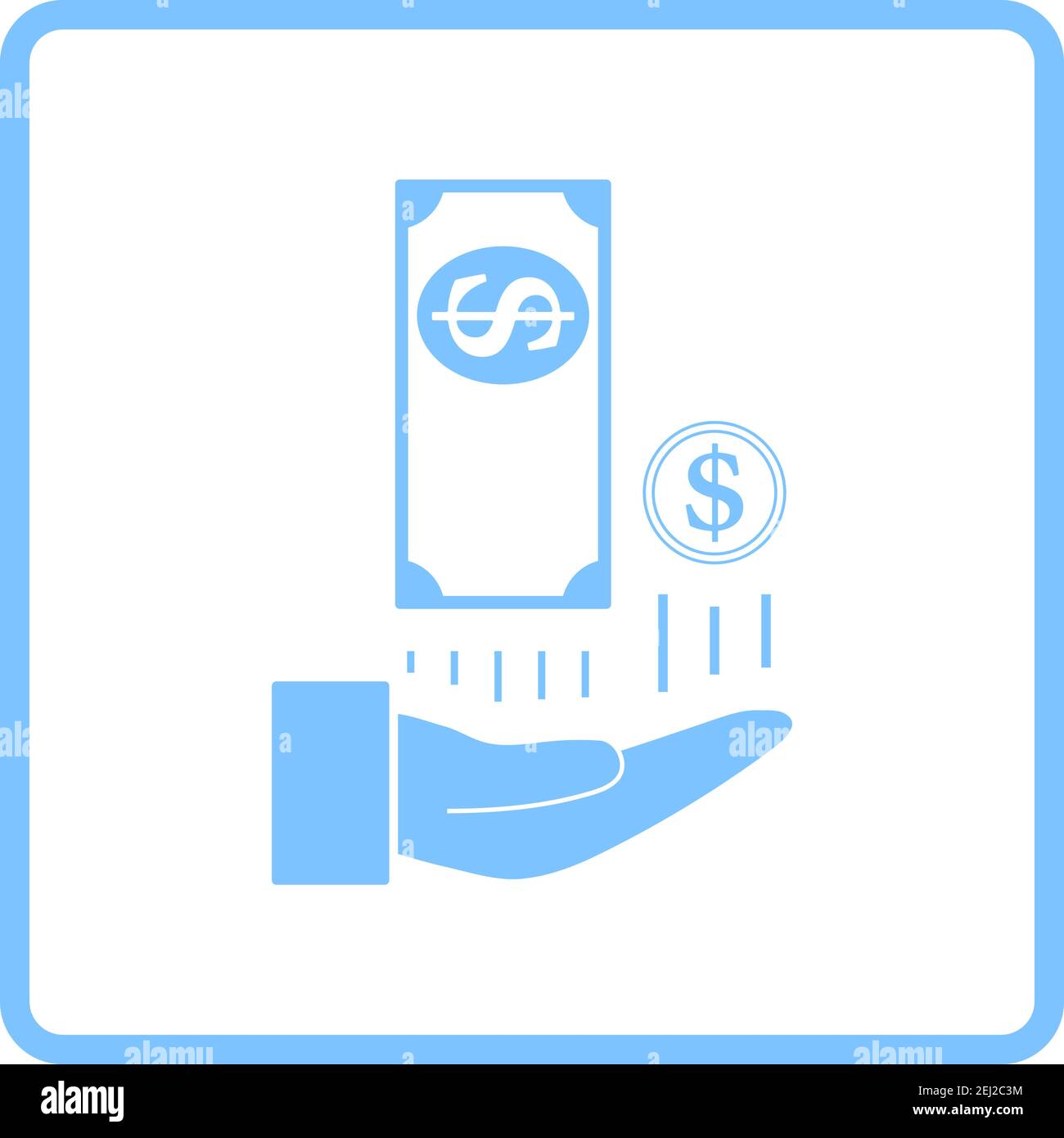 Cash Back To Hand Icon. Blue Frame Design. Vector Illustration Stock ...