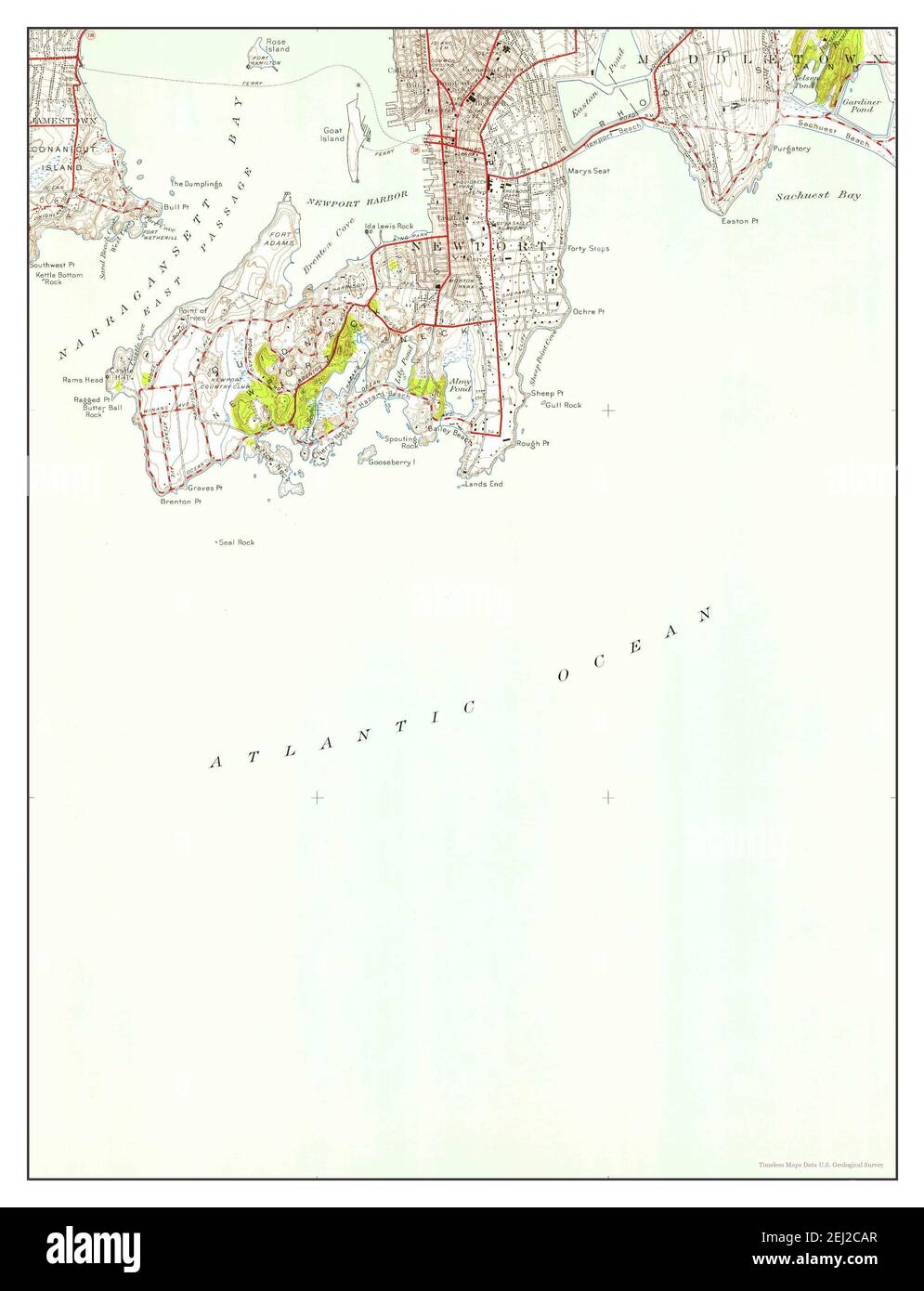 Newport, Rhode Island, map 1939, 1:24000, United States of America by ...