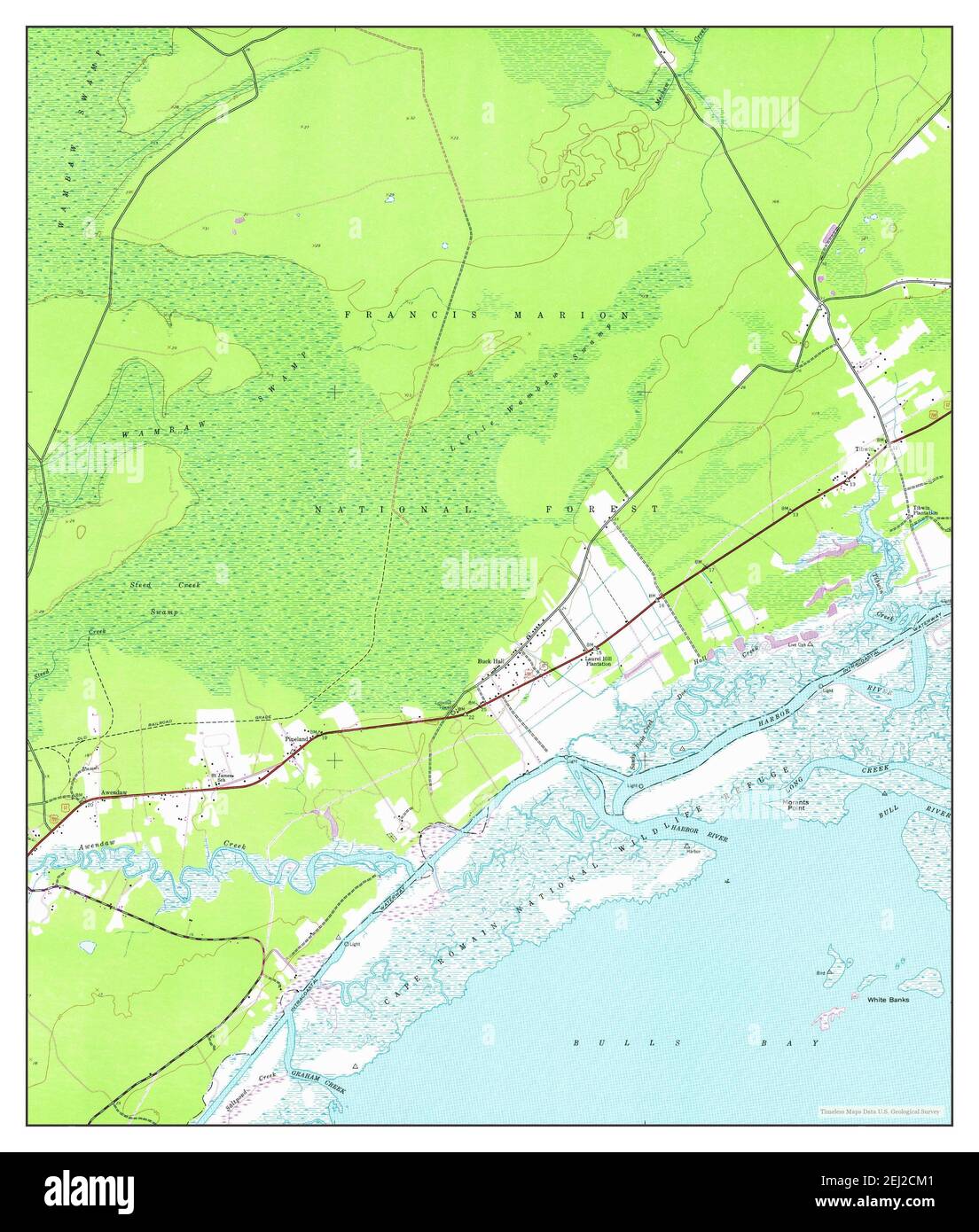 Awendaw, South Carolina, map 1943, 1:24000, United States of America by ...