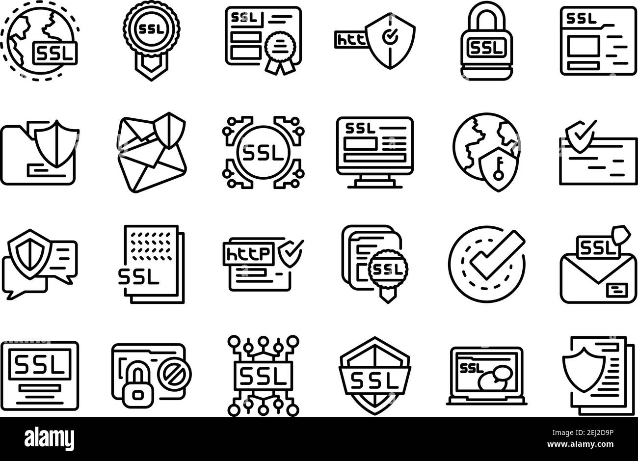 SSL certificate icons set. Outline set of SSL certificate vector icons ... SSL certificate icons set. Outline set of SSL certificate vector icons ...