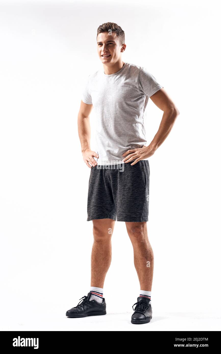 sport man white t shirt marathon running lifestyle workout Stock Photo ...