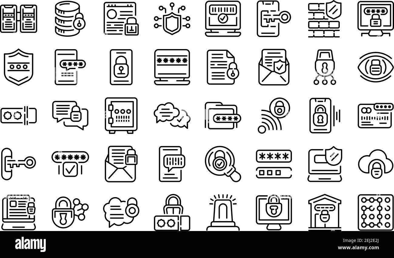 Password Protection Icons Set Outline Set Of Password Protection