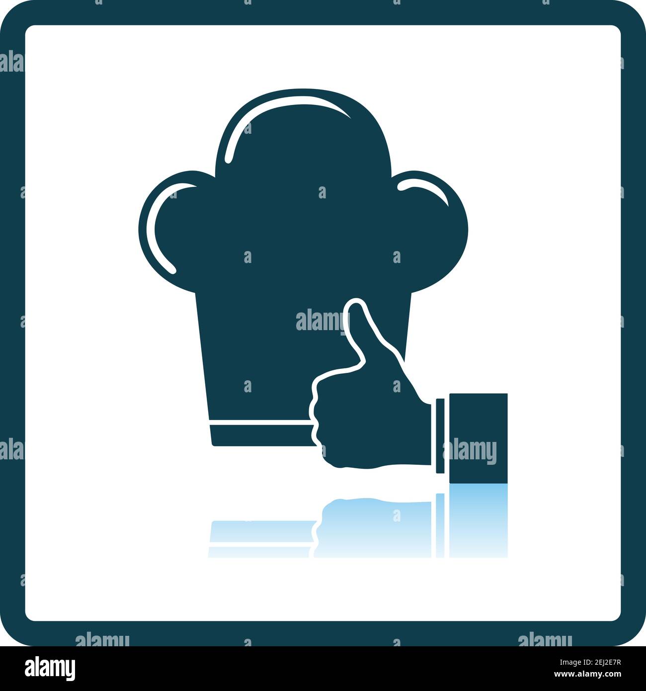 Thumb Up To Chef Icon. Square Shadow Reflection Design. Vector ...
