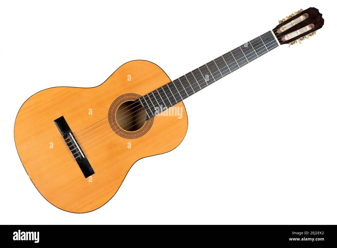 Classical acoustic six-string guitar isolated on white background Stock ...