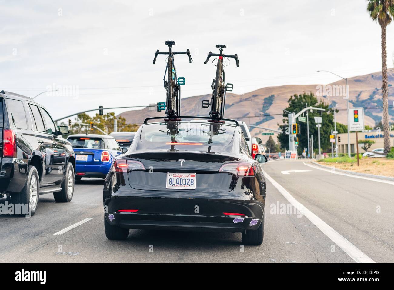 Tesla rear view hi-res stock photography and images - Alamy