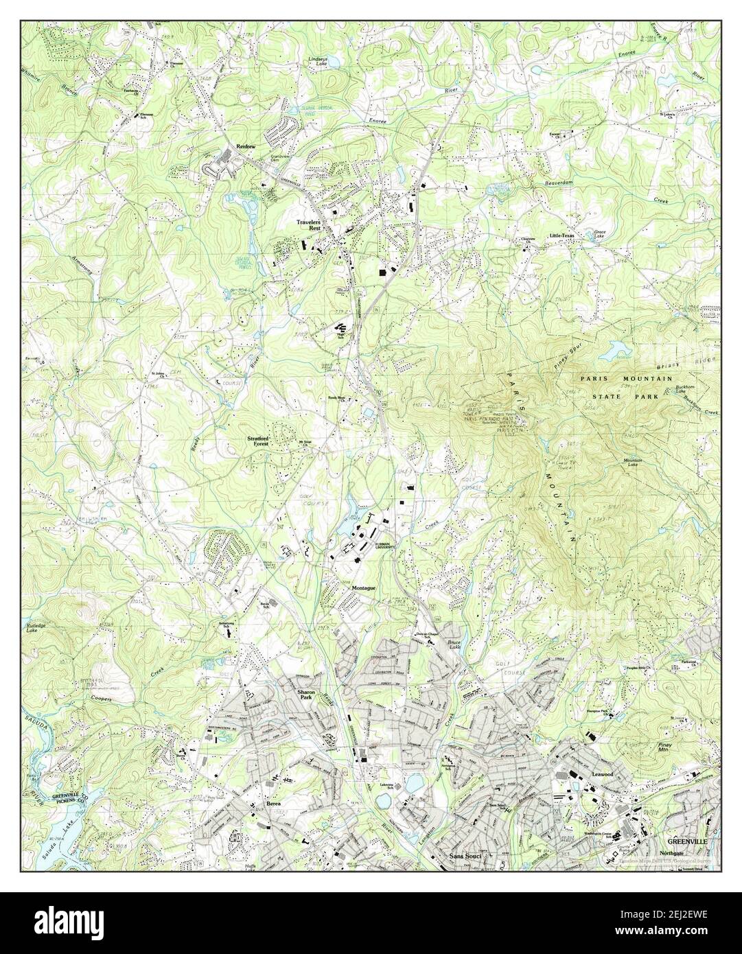 Paris Mountain, South Carolina, map 1983, 1:24000, United States of ...