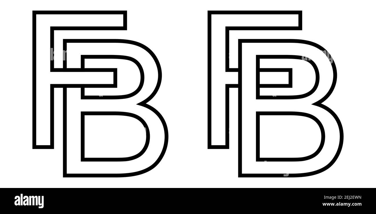 Logo sign fb bf icon sign interlaced letters B, F vector logo bf, fb ...