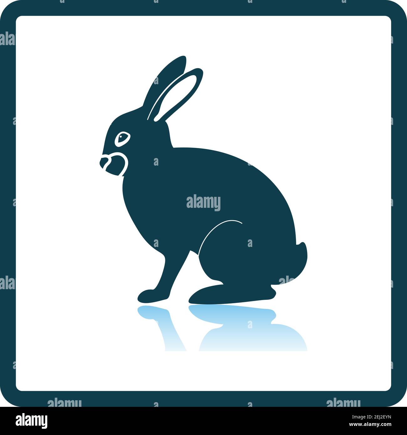Easter Rabbit Icon. Square Shadow Reflection Design. Vector ...
