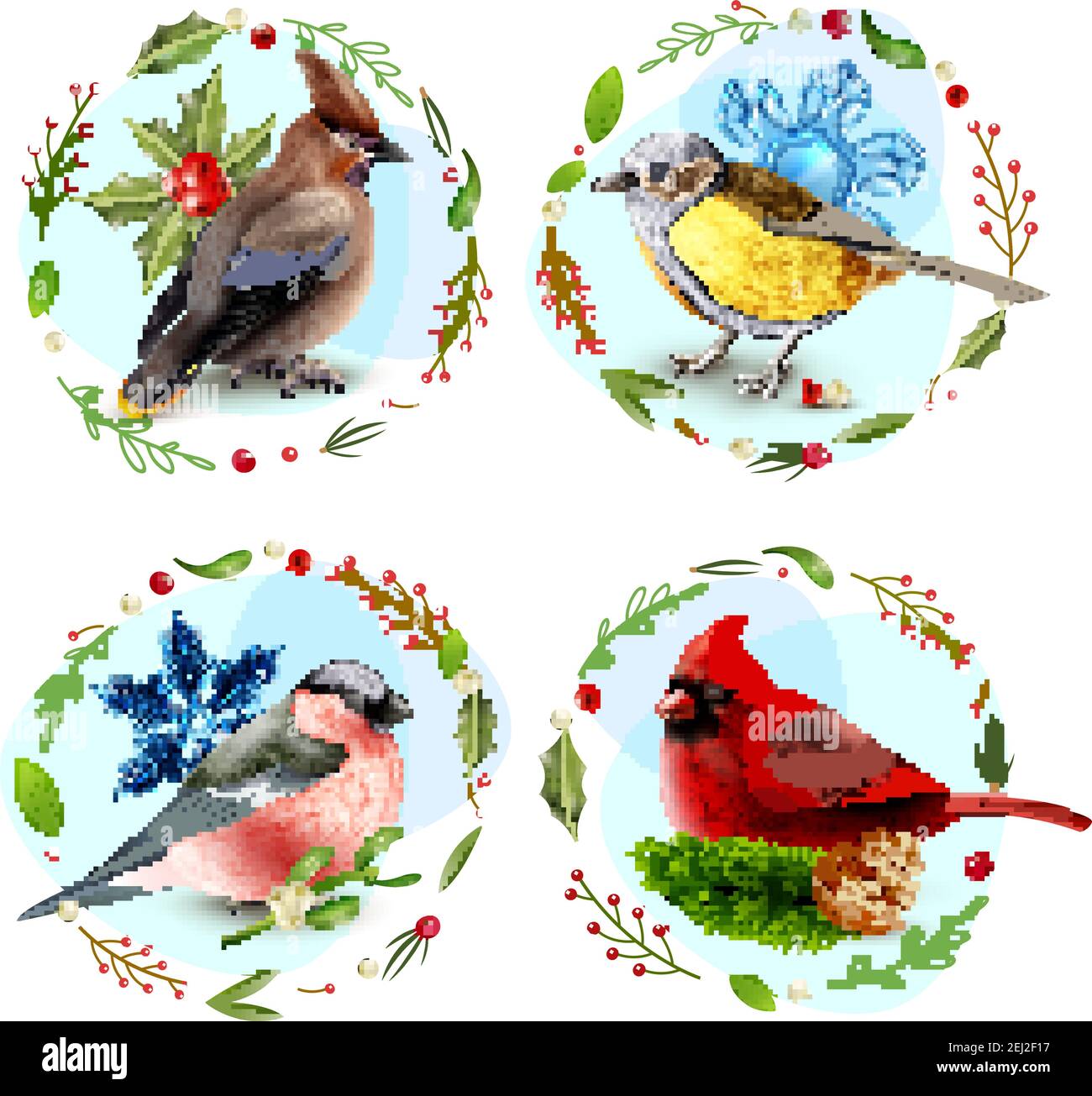 Birds and berries Stock Vector Images - Alamy