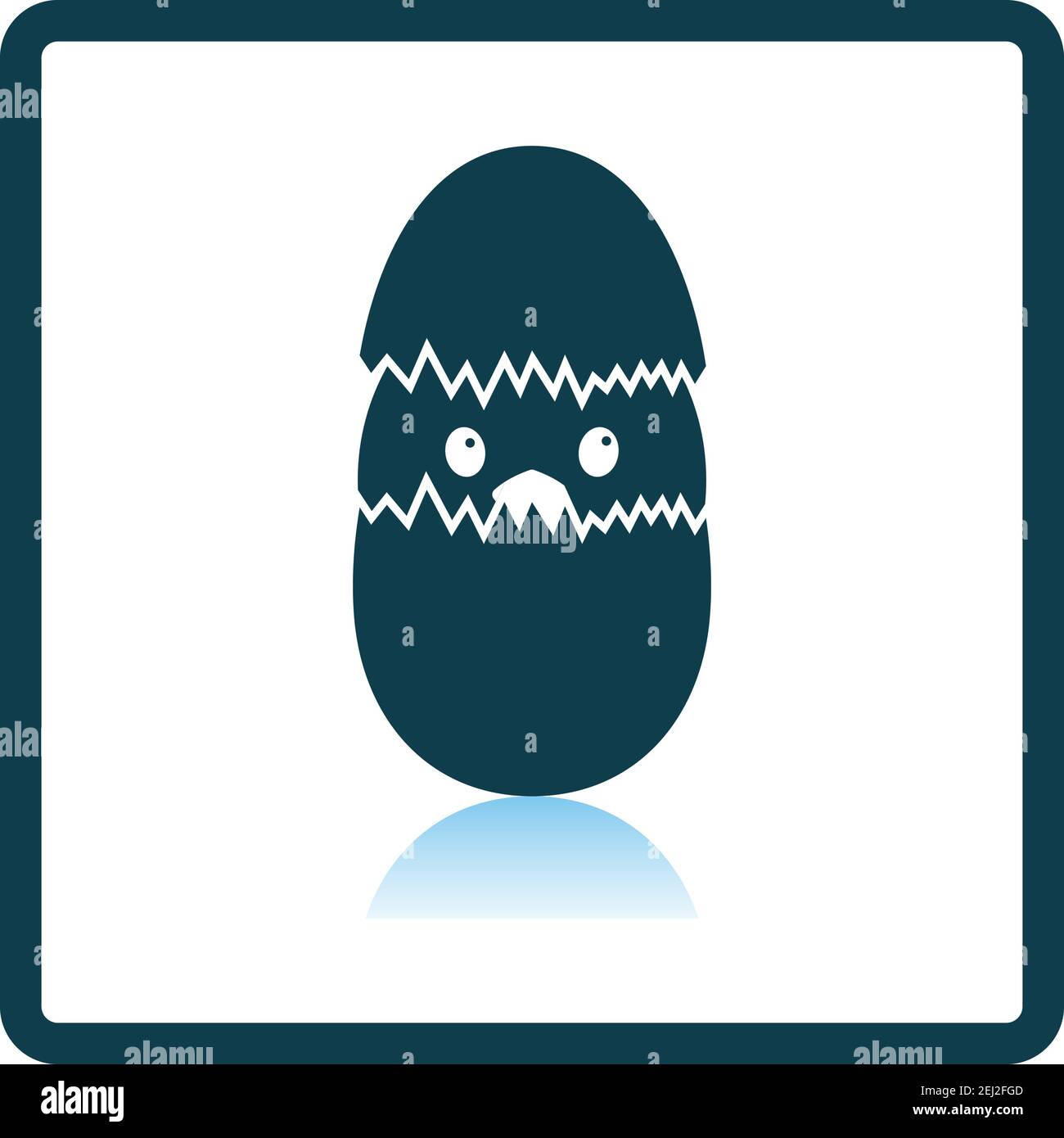Easter Chicken In Egg Icon. Square Shadow Reflection Design. Vector ...
