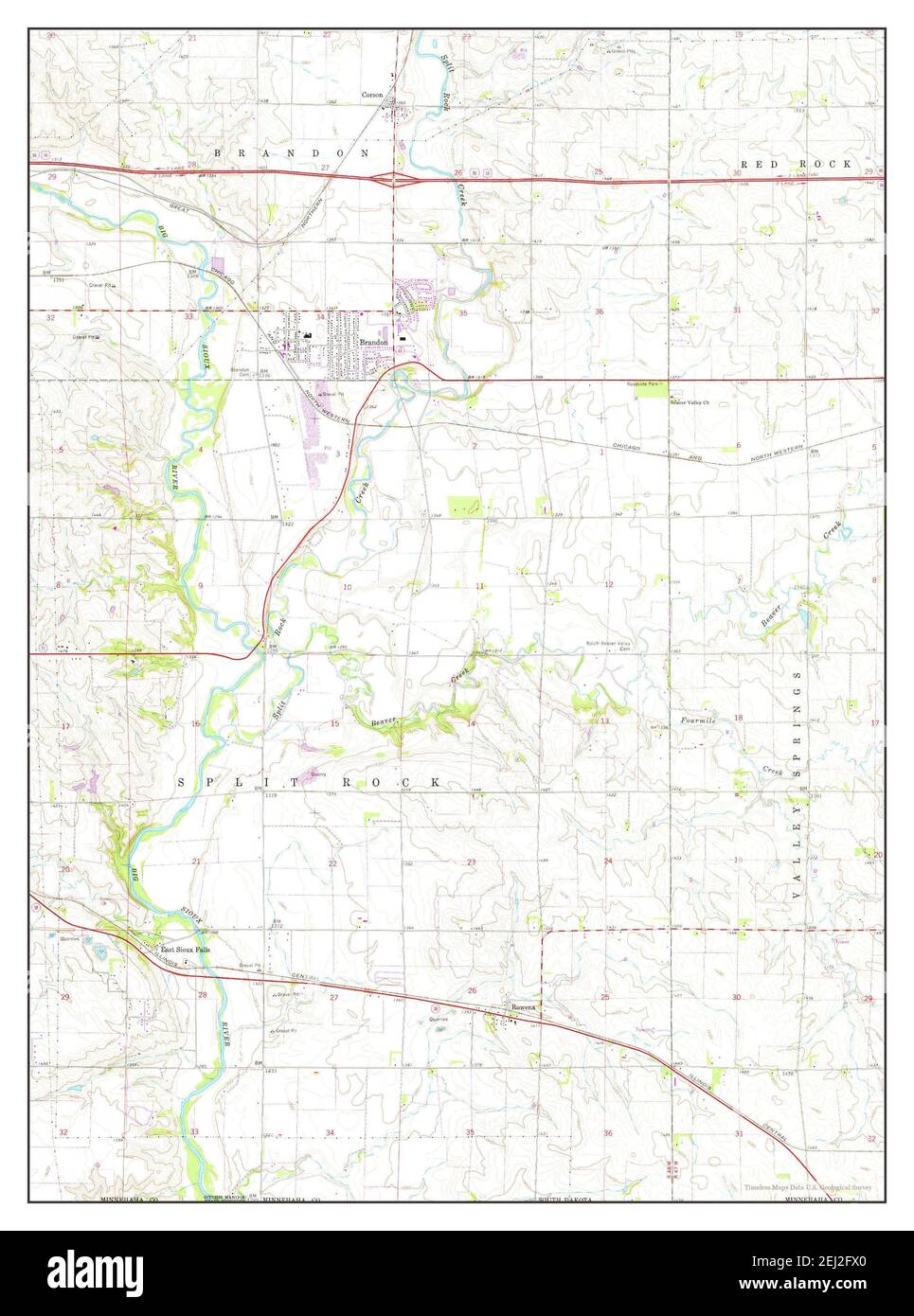 Brandon, South Dakota, map 1962, 1:24000, United States of America by ...
