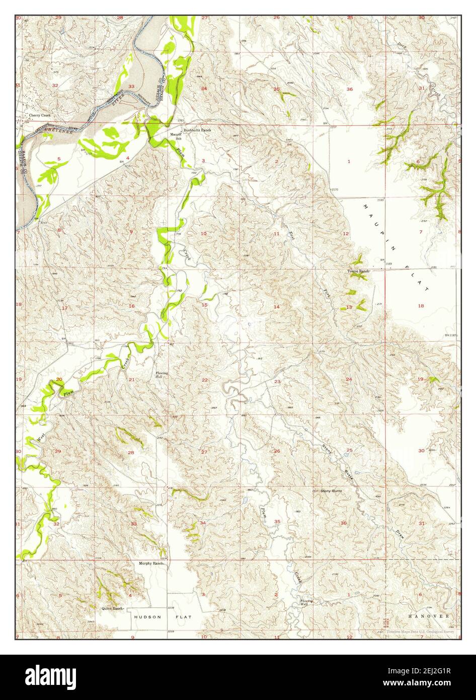 Cherry Creek, South Dakota, map 1956, 1:24000, United States of America ...
