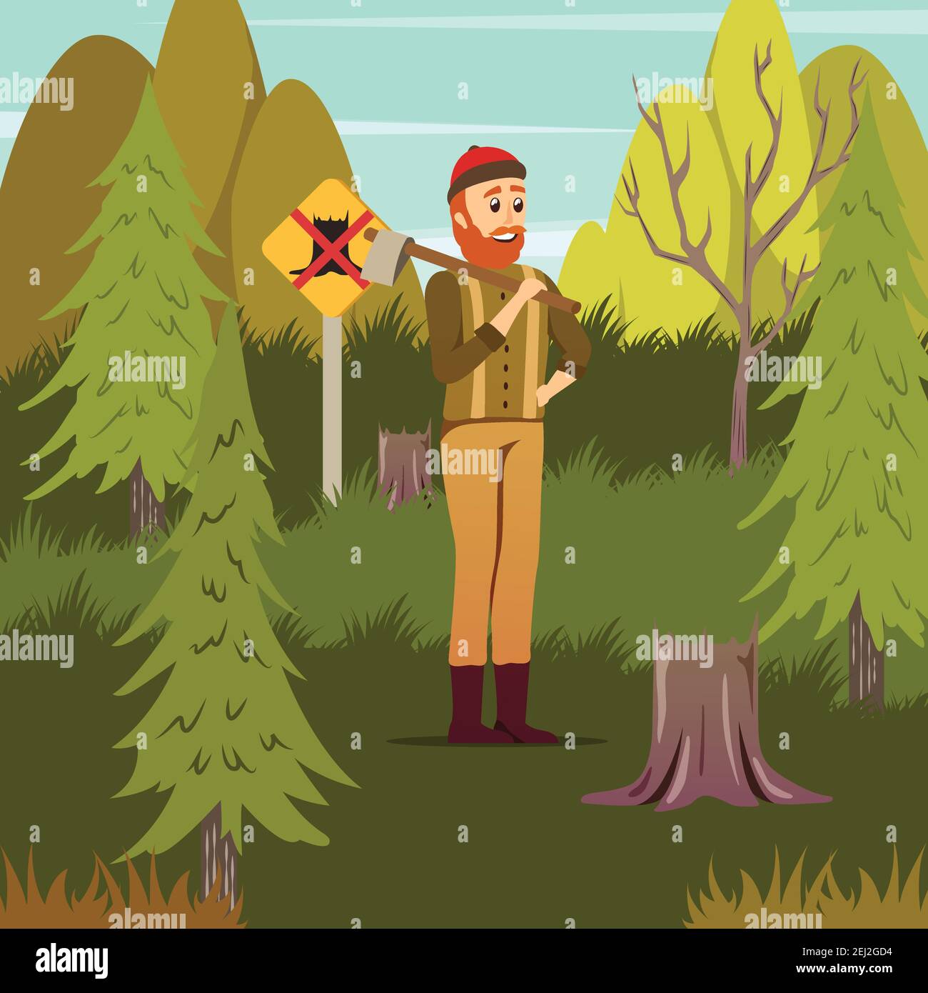 Man-made disastrous deforestation environmental hazard orthogonal ...