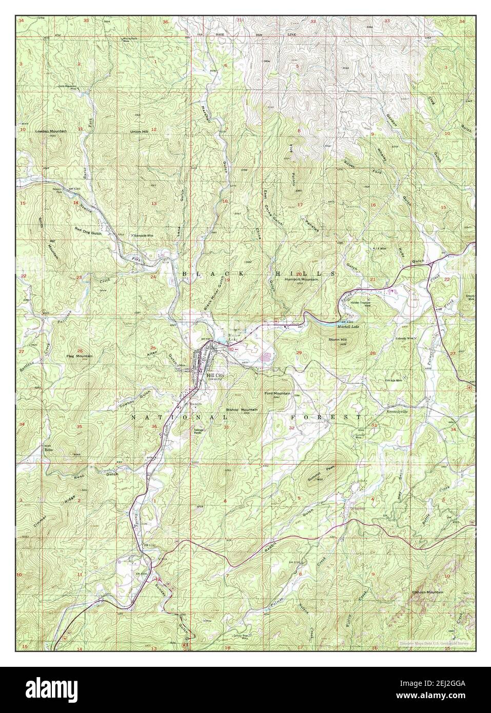 Map of hill city south dakota hi-res stock photography and images - Alamy