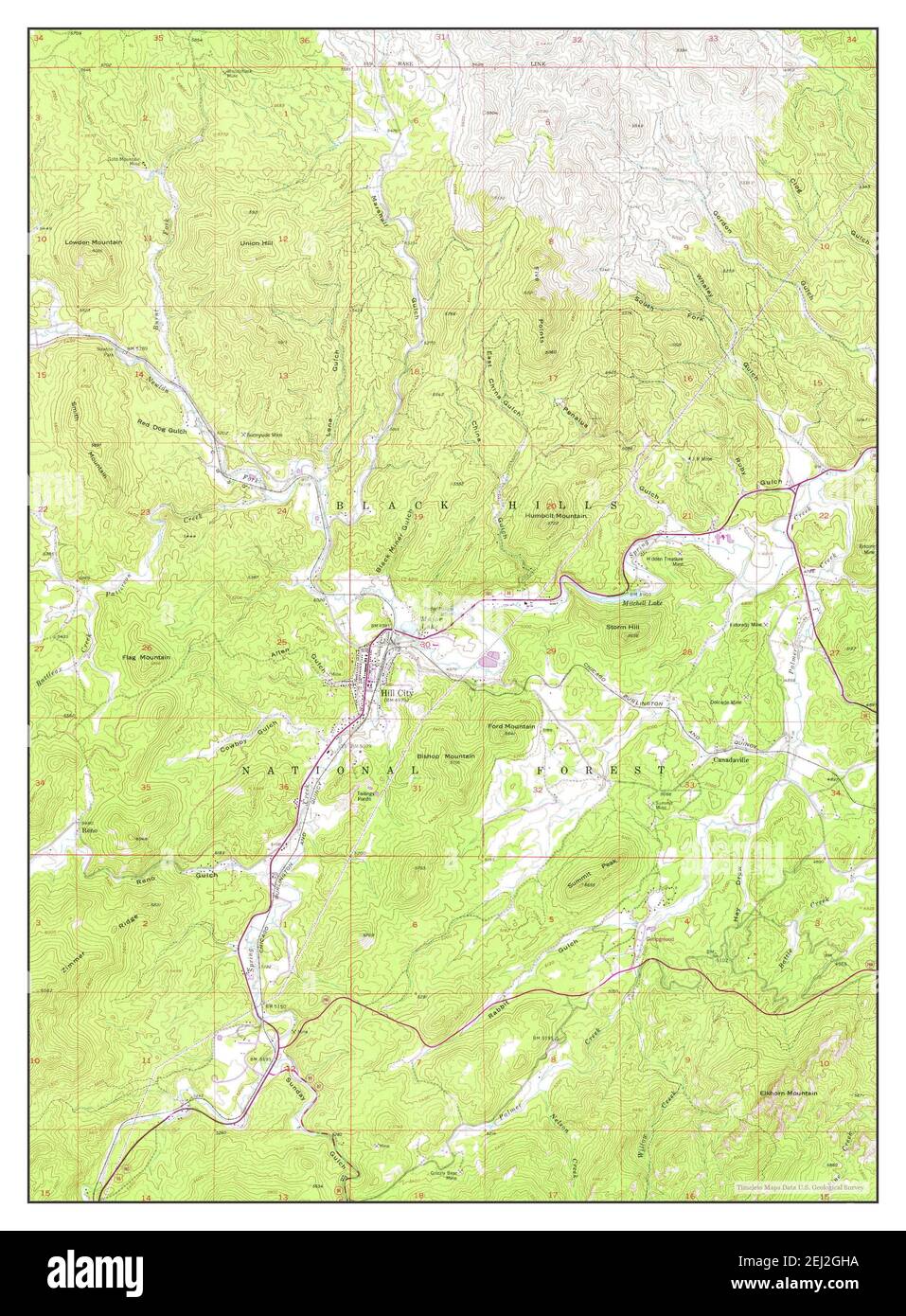 Map of hill city south dakota hi-res stock photography and images - Alamy