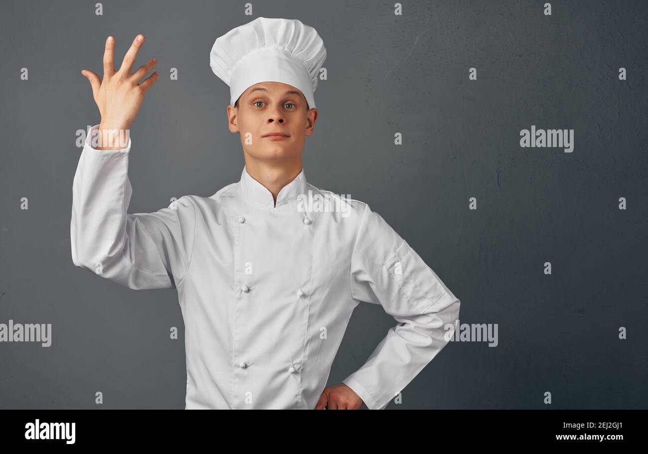 male chef cooking food hand gestures restaurant food preparation ...