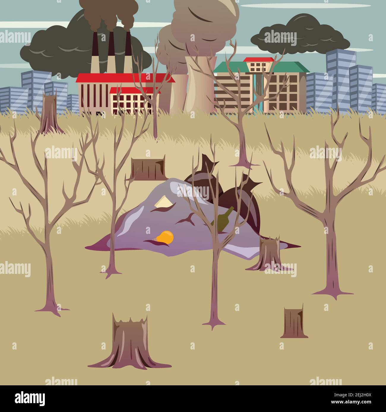 Environmental pollution man-made disastrous problems orthogonal poster ...