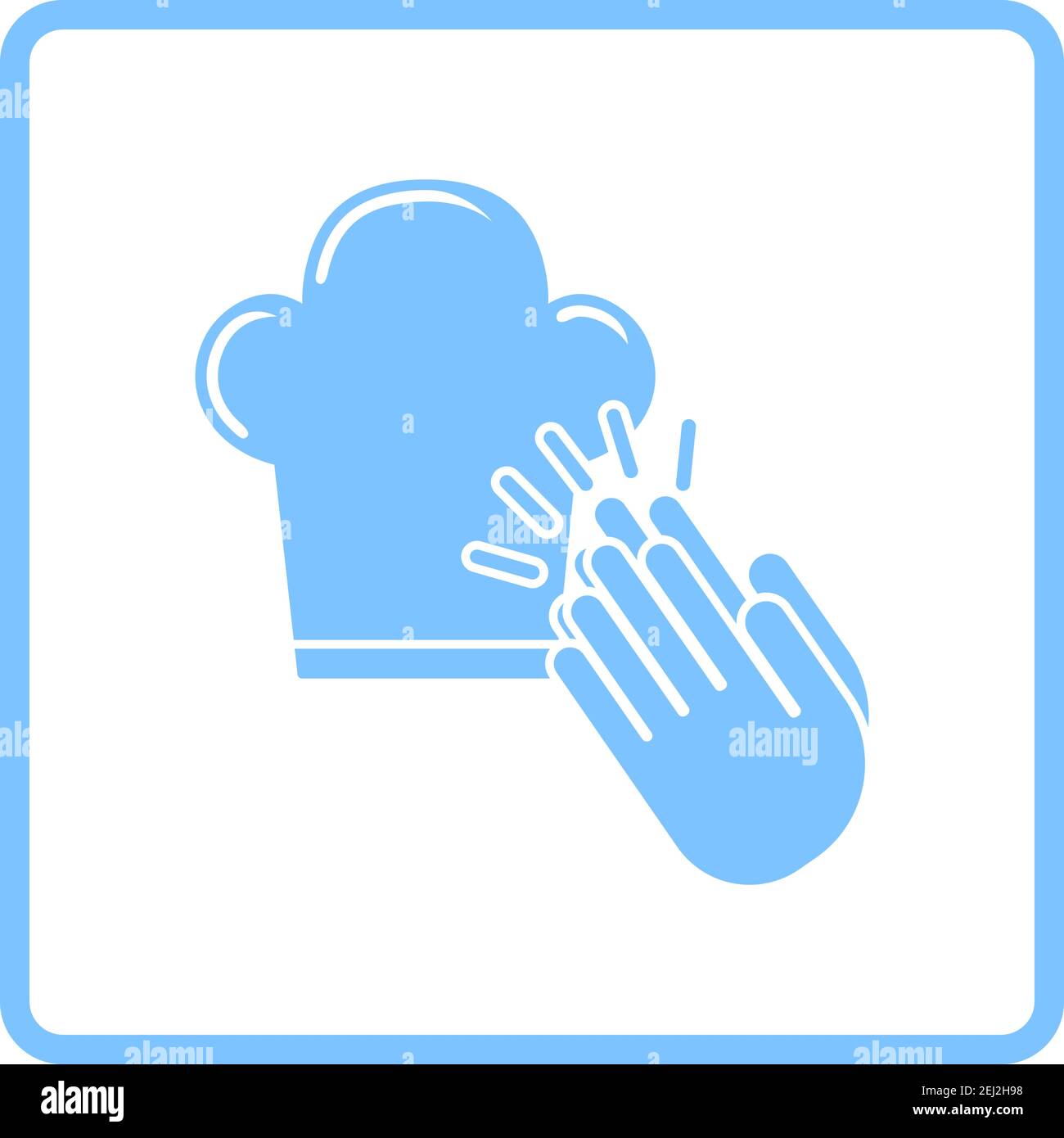 Clapping Palms To Toque Icon. Blue Frame Design. Vector Illustration ...