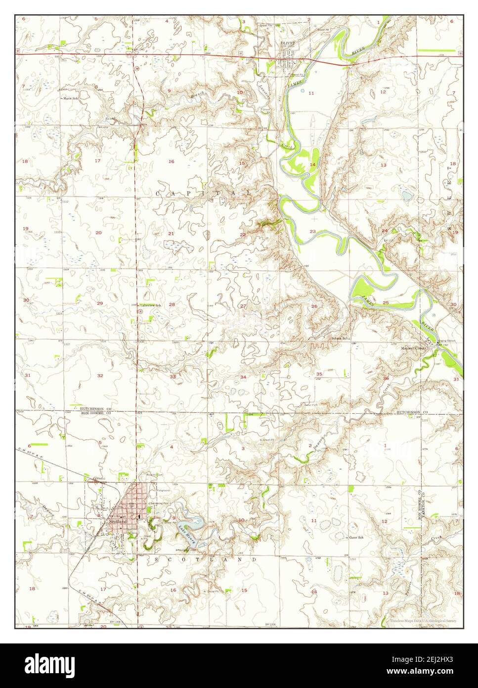 Scotland south dakota map hi-res stock photography and images - Alamy